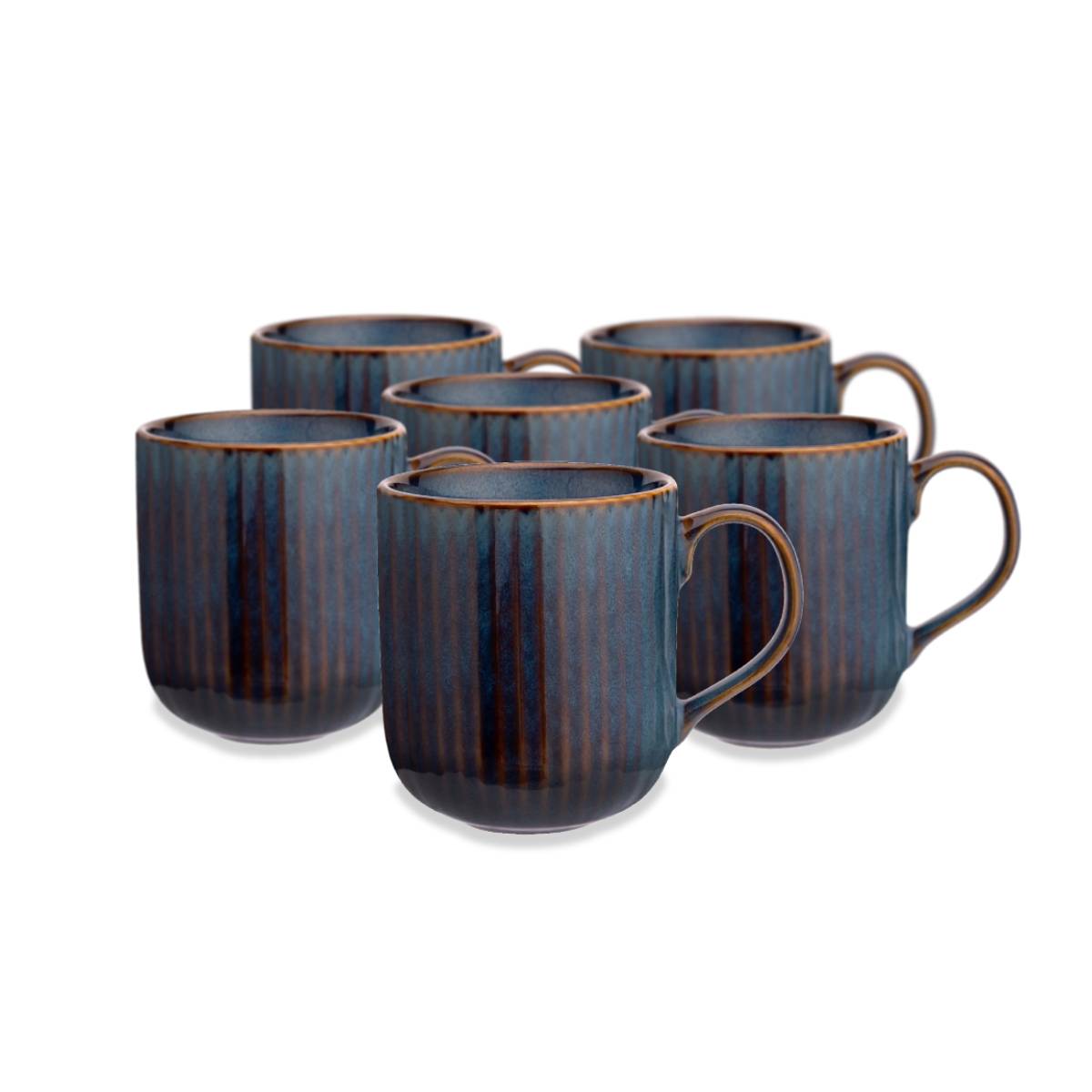 Zestaw kubków porcelanowych New Bone China Reactive Stripes 400 ml (6